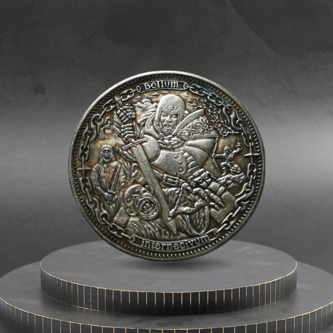 Hobo Coin Templar Medieval Knight Fighting Devil Art American Custom ...