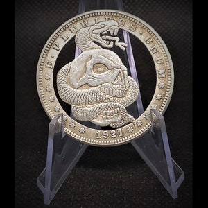 Hand Cut Snake and Skull Viper Voodoo Witchcraft Hobo Coin Cutting ...