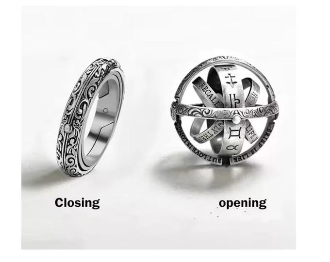 Vintage Astronomical Moving Sphere Silver Ring for Women and Men ...
