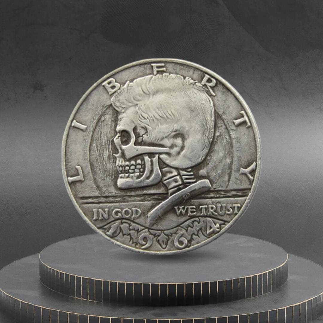 Hobo Coin 1964 Skull President Kennedy JFK American Custom Coin Half ...