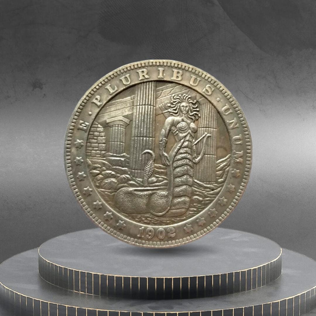 Hobo Coin Medusa Greek Goddess in Gorgon Temple Rare American Custom ...