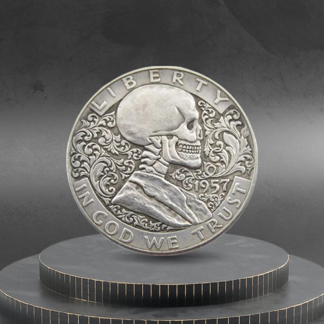 Hobo Coin Filigree Skull President Benjamin Franklin Art American ...