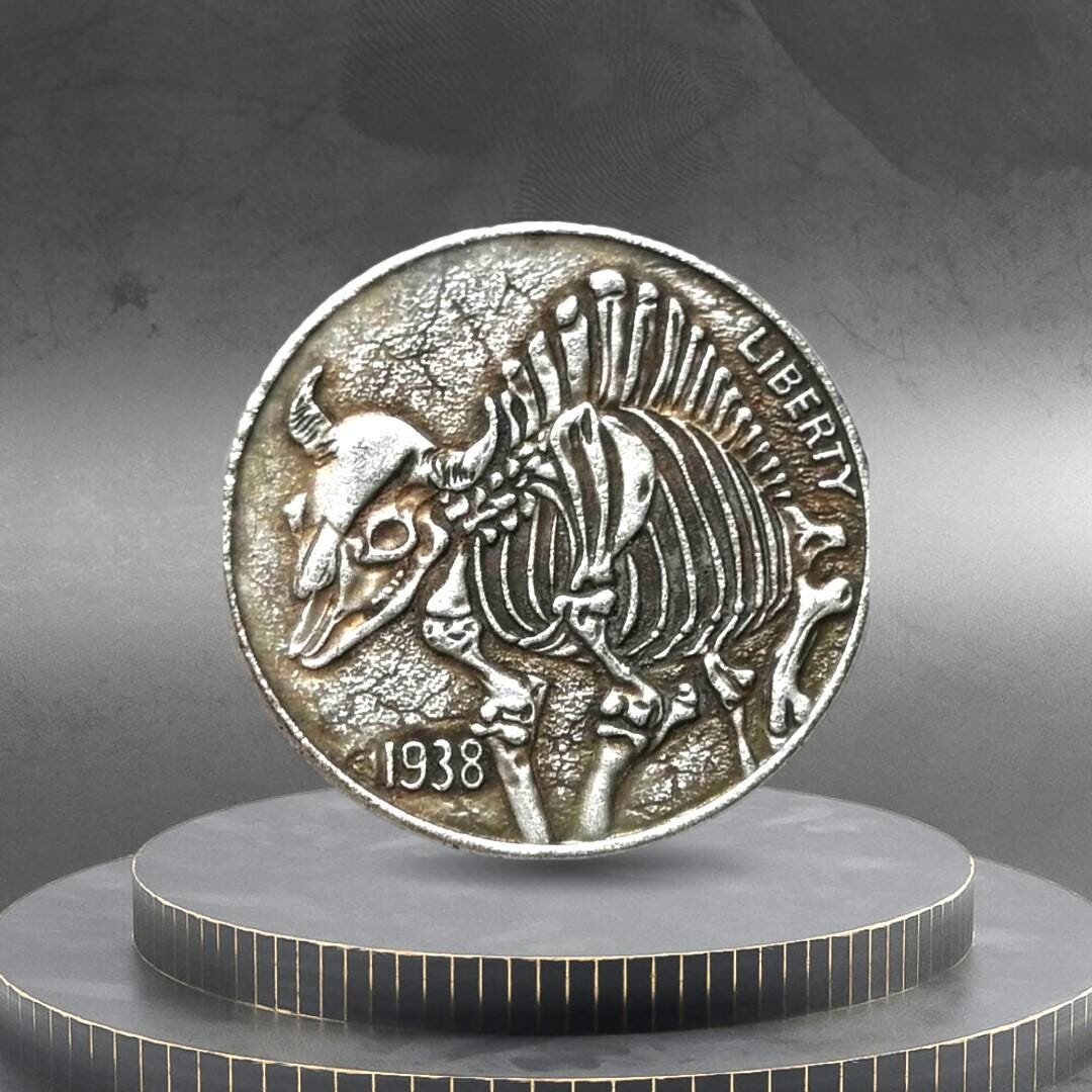 Hobo Coin Skull Buffalo Wild Animal Unique Gothic American Custom Coin ...