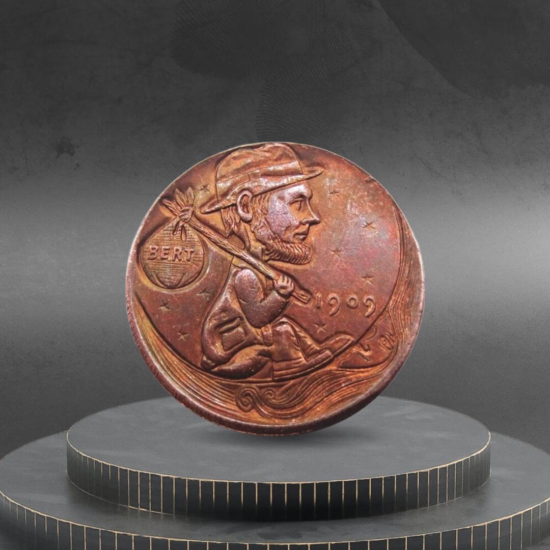 Hobo Coin Bert Homeless Man Sitting on the Moon American Custom Coin ...