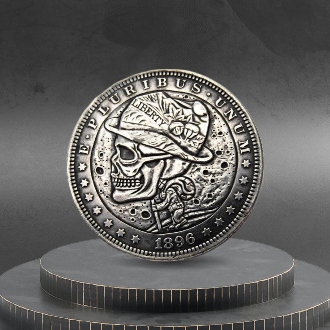 Hobo Coin Skull Homeless Man Walking Travel Journey American Custom ...