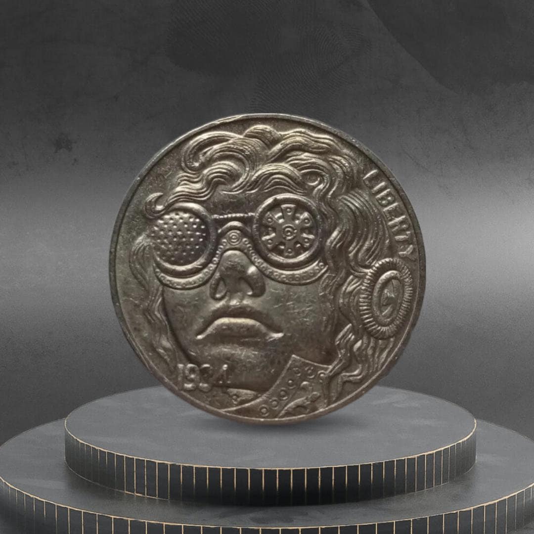 Hobo Coin Young Woman Girl Steam Punk Unique Art Custom Coin Nickel - Etsy