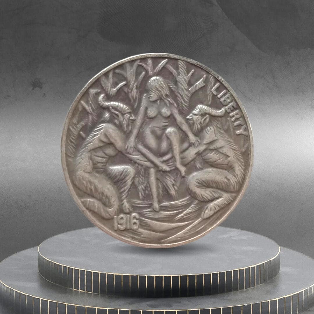 Hobo Coin Satanic Ritual With Woman in the Woods American Custom Coin ...