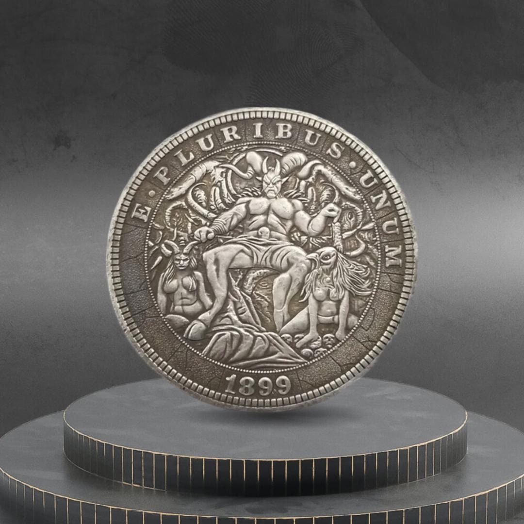 Hobo Coin Devil Satan Lucifer Sitting on Throne in Hell American Custom ...