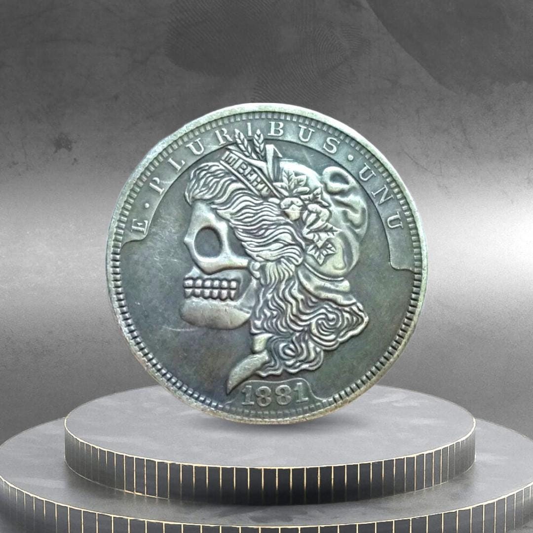 Hobo Coin Skull Morgan Gothic Design Unique Art American Custom Coin ...