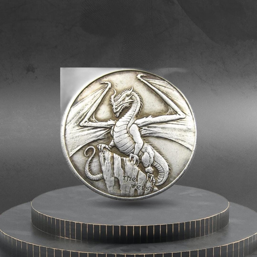 Hobo Coin the Welsh Dragon Perched on A Cliff Medieval Beasts American ...