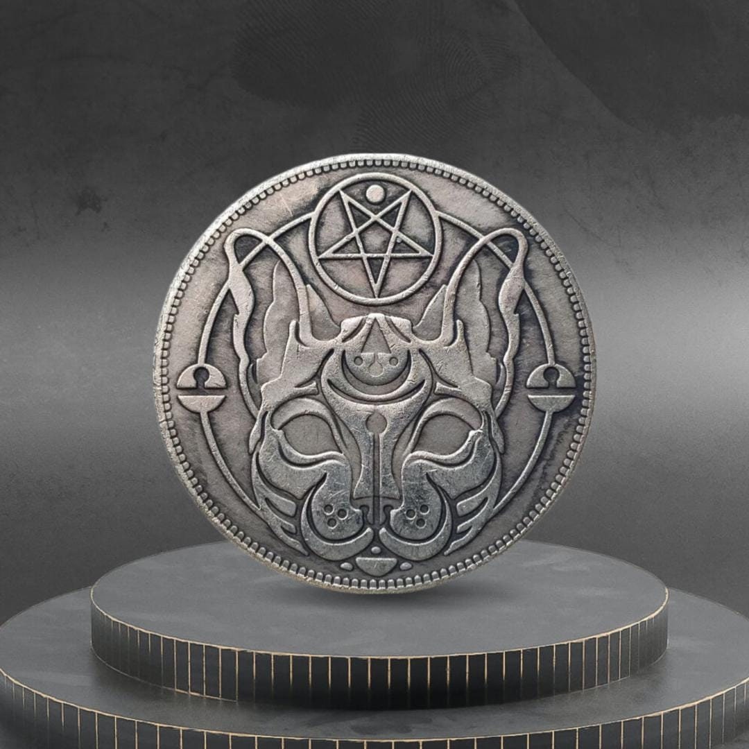 Hobo Coin Demonic Cat Pentagram Evil Egyptian God American Custom Coin ...