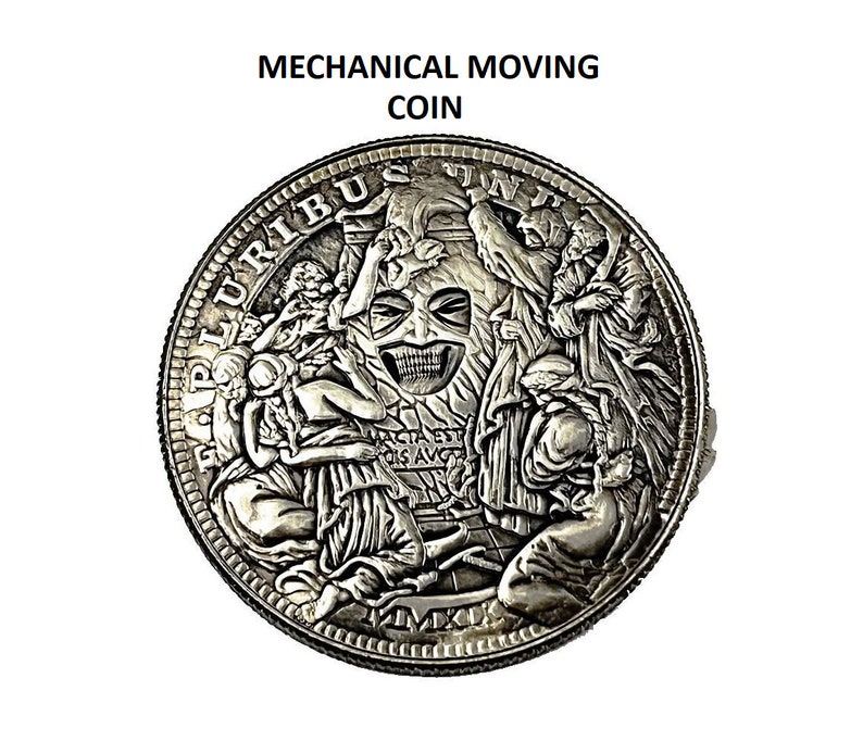 Mechanical Coin Roman Booteen Evil Face Medieval Alter 4 Moving Faces ...