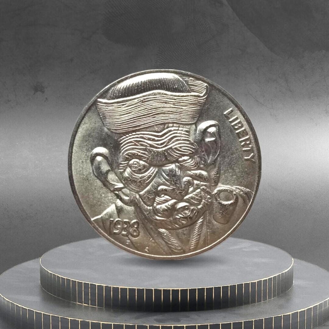 Hobo Coin Popeye the Sailor Man Smoking Pipe Ocean Sea Custom American ...