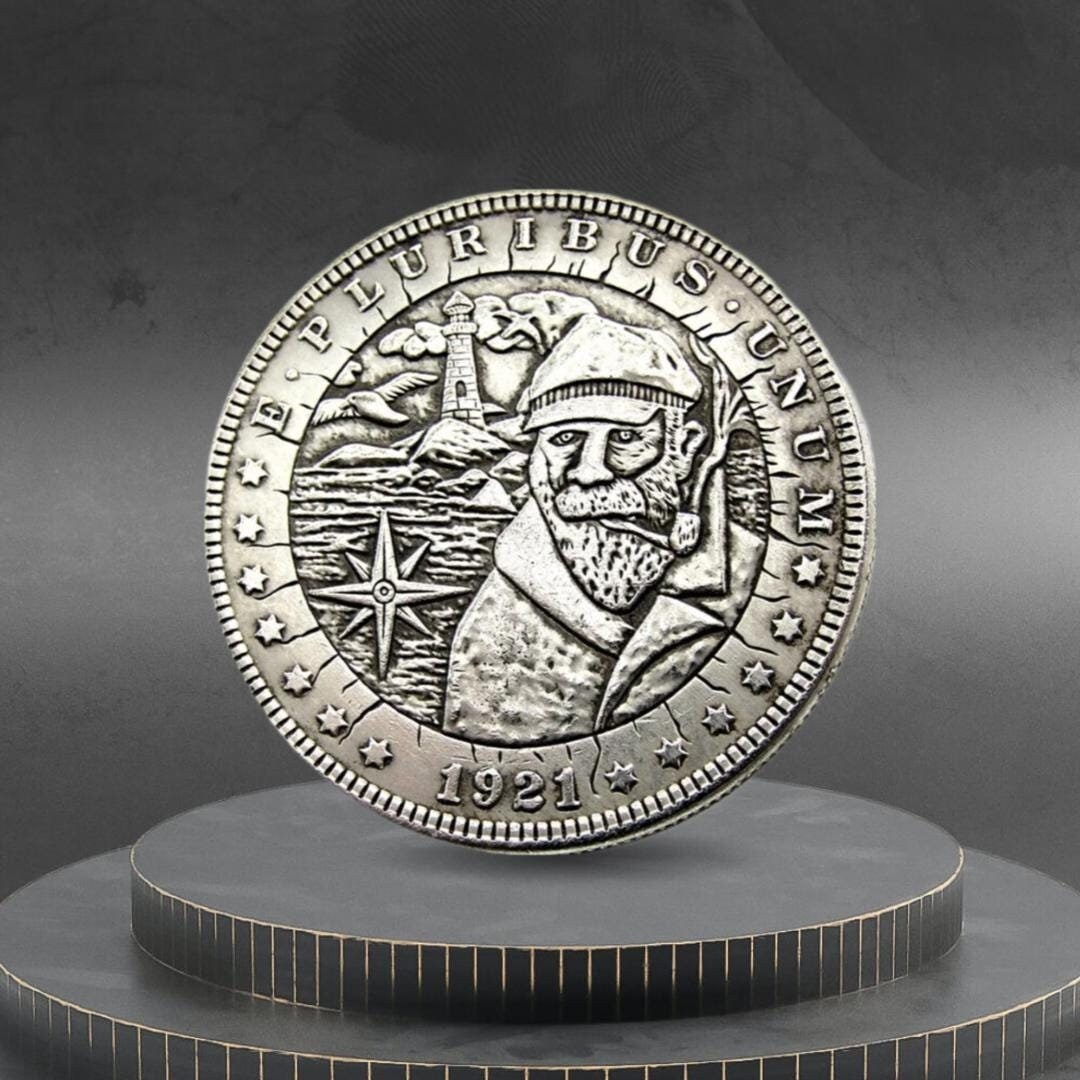 Hobo Coin Old Sailor Man Lighthouse by the Ocean Sea American Custom ...
