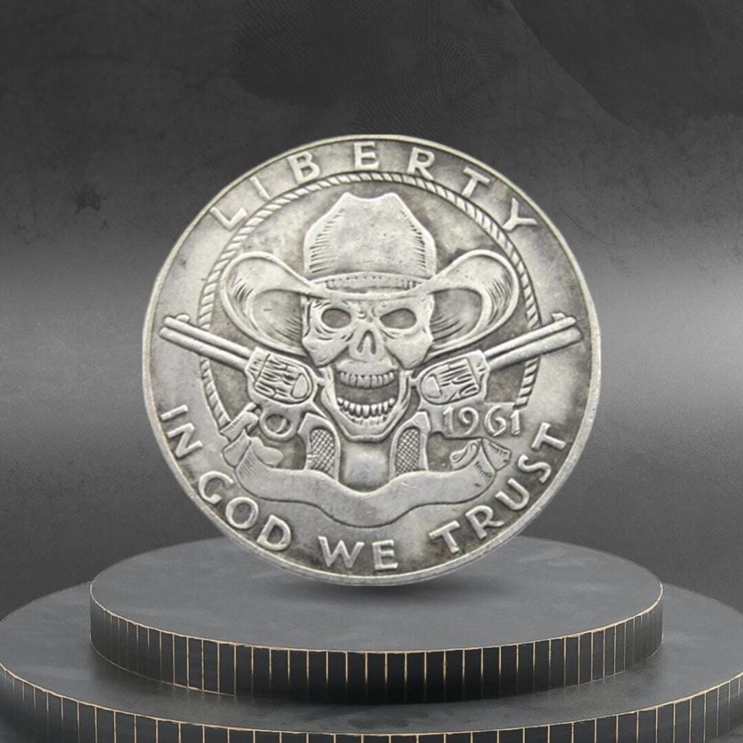Hobo Coin Skull Cowboy Western Sheriff Gunslinger American Custom Coin ...