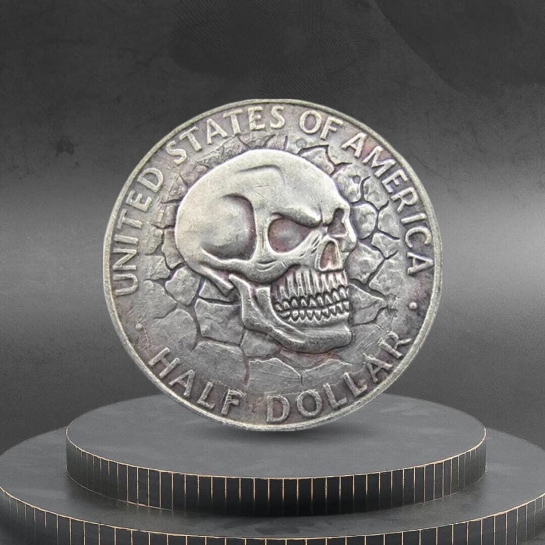 Hobo Coin Skull Evil Spirit Gothic Dark Art American Custom Coin Half ...
