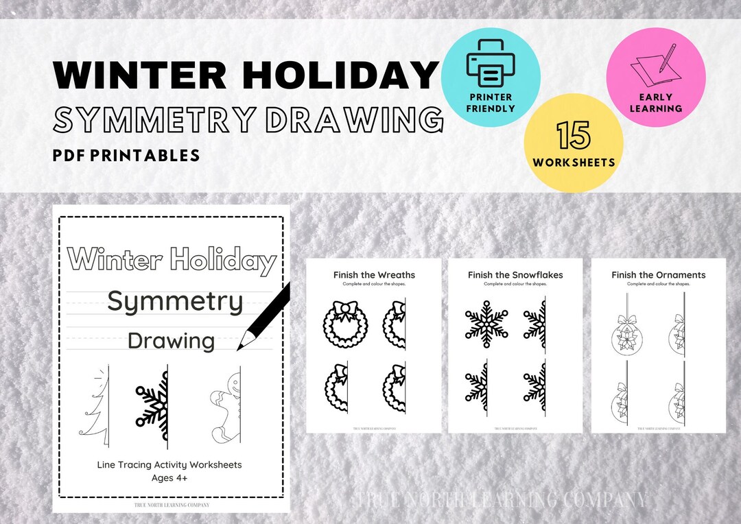 Winter Holiday Symmetry Drawing // Worksheet Bundle Busy Binder ...