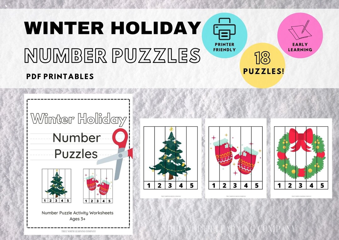 WINTER HOLIDAY Number Puzzles - Etsy