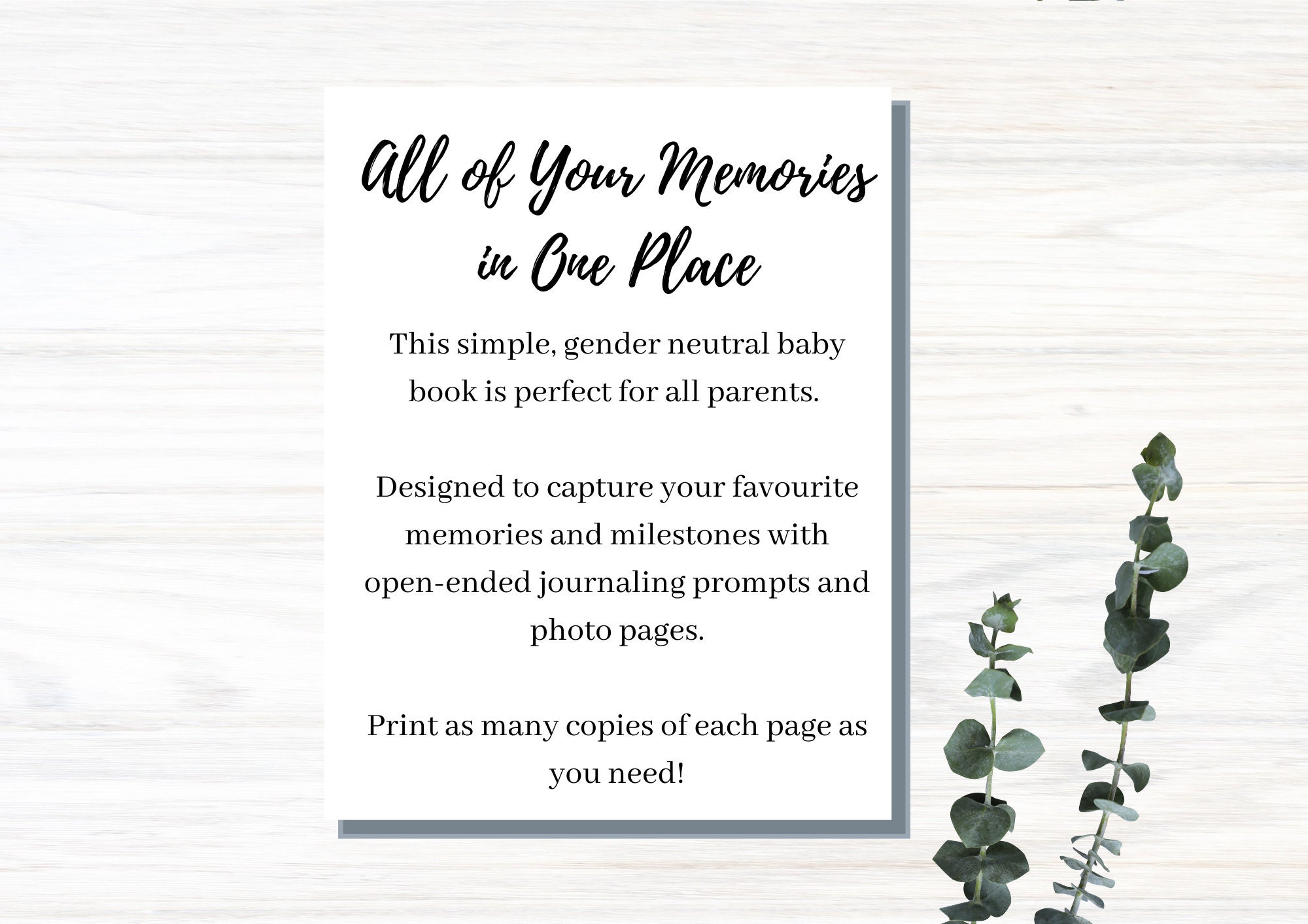 Digital Baby Memory Book // Printable Baby Book Pages // Minimalist ...