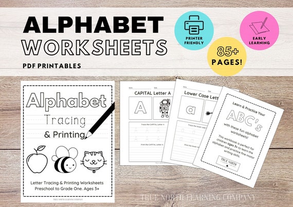 ABC Alphabet Tracing & Printing Worksheets - Etsy