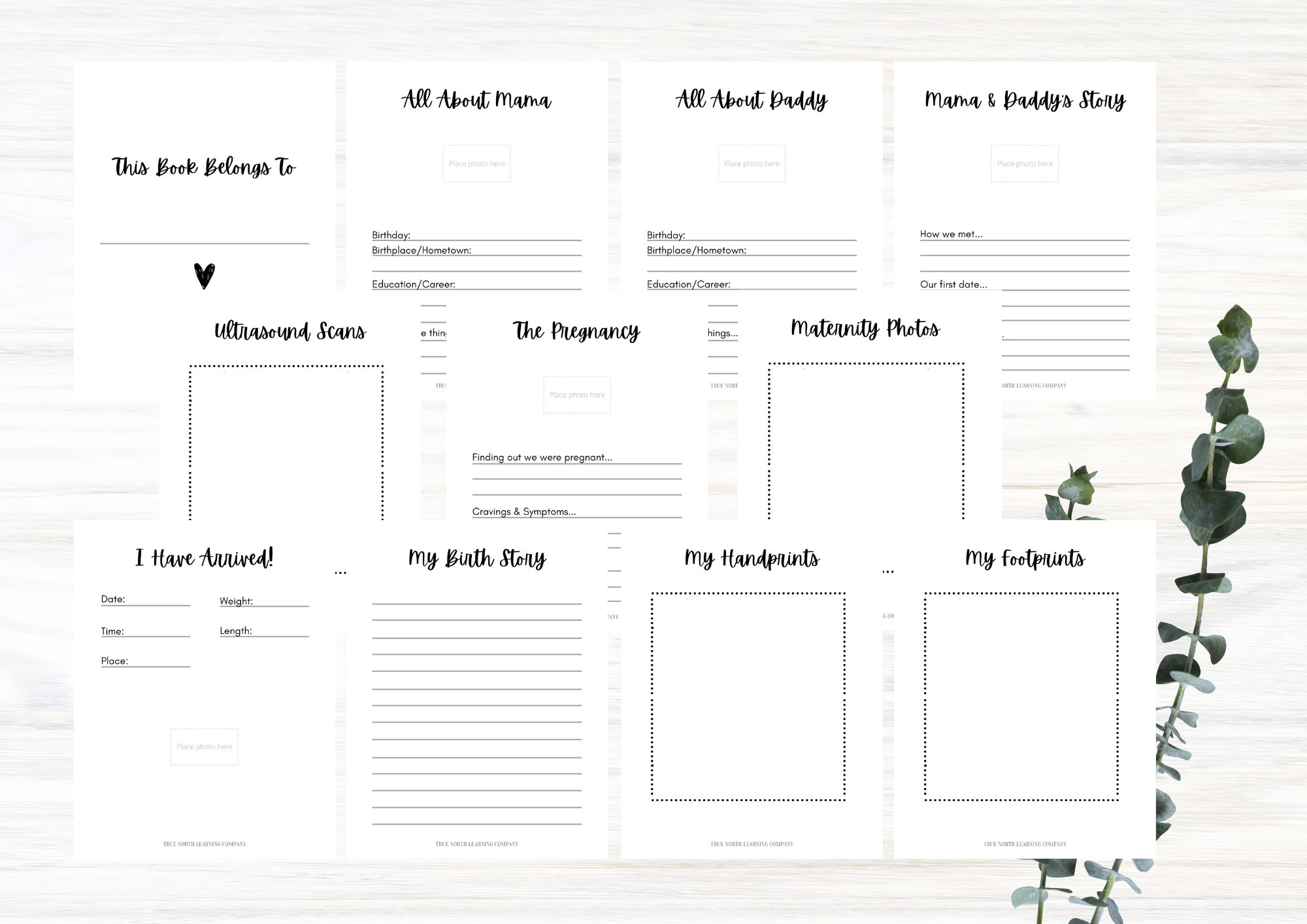 Digital Baby Memory Book // Printable Baby Book Pages // Minimalist ...