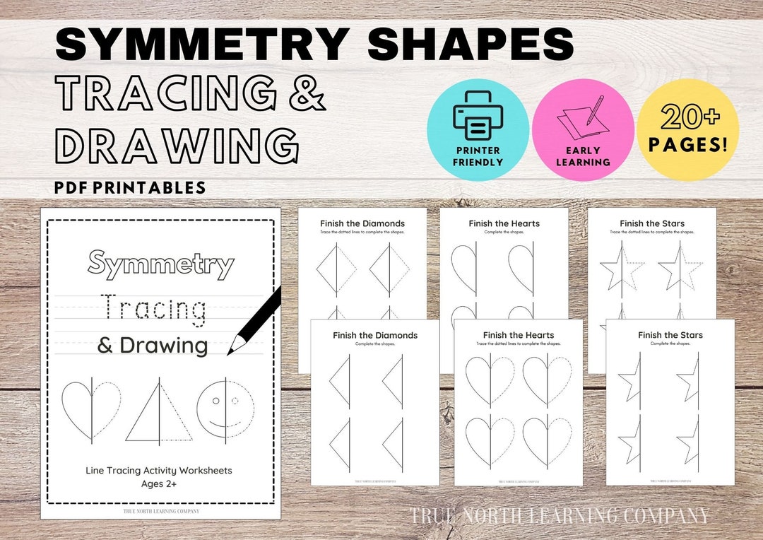 Symmetry Tracing & Drawing Worksheet Bundle // Preschool Toddler ...