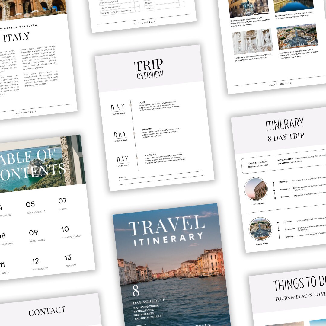 Travel Itinerary Template | Editable Template | Trip Itinerary | Travel ...