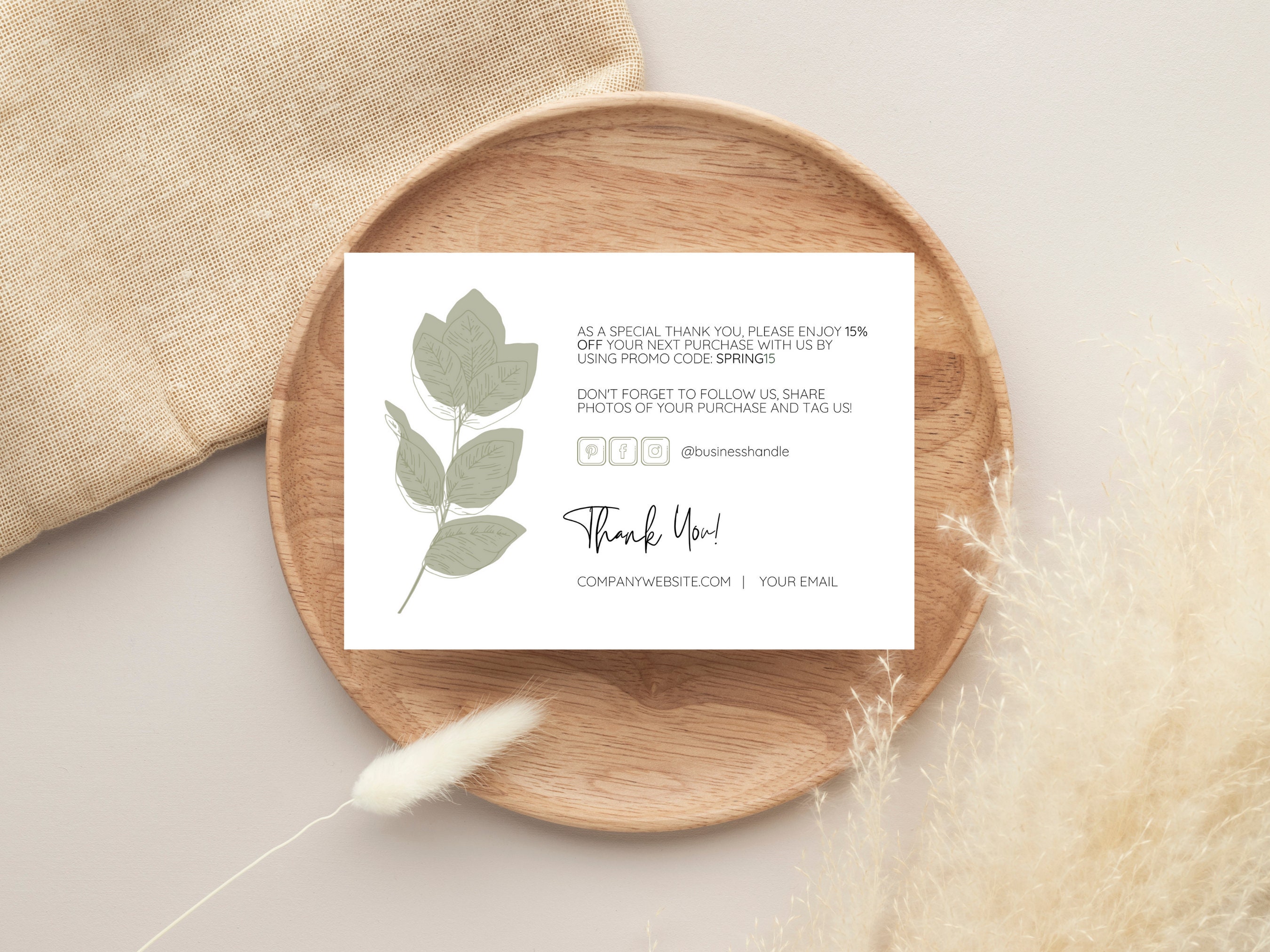 Spring No. 1 | Editable Thank You Card, Customer Thank You, Thank You ...