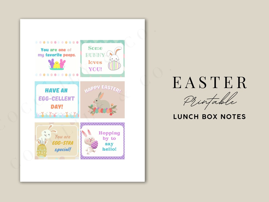 Easter Lunch Box Notes | Printable Lunch Box Cards | Spring Printable ...