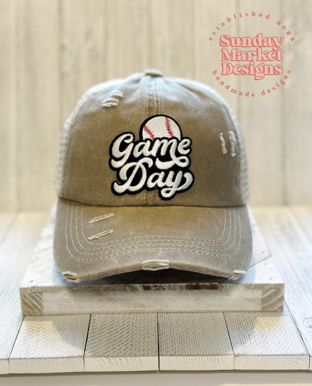 Baseball Hat, Game Day Hat,baseball Mom Hat, Ponytail Hat, Distressed ...