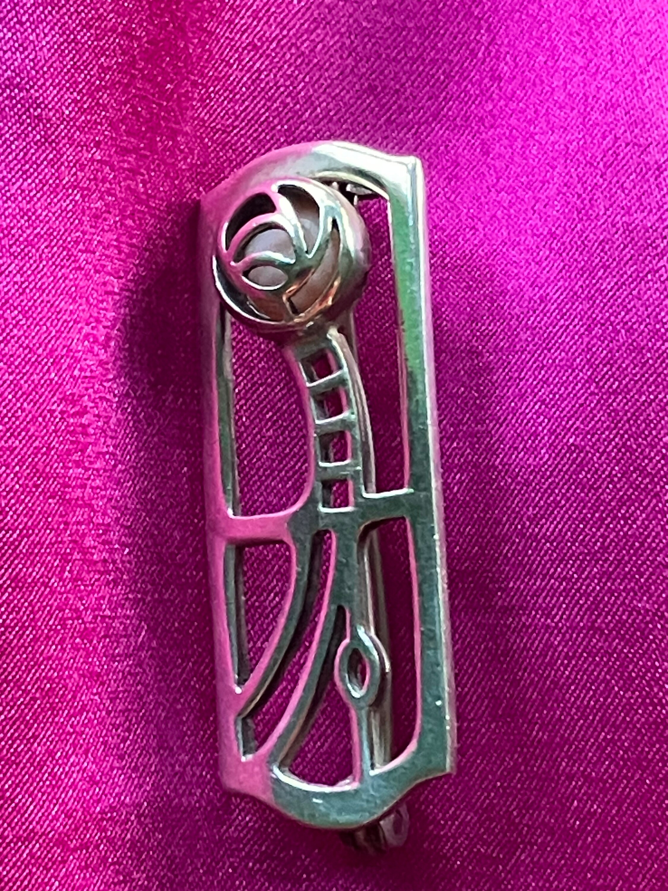 Vintage Silver Rose Motif Brooch in the Style of Charles Rennie Mackintosh Etsy