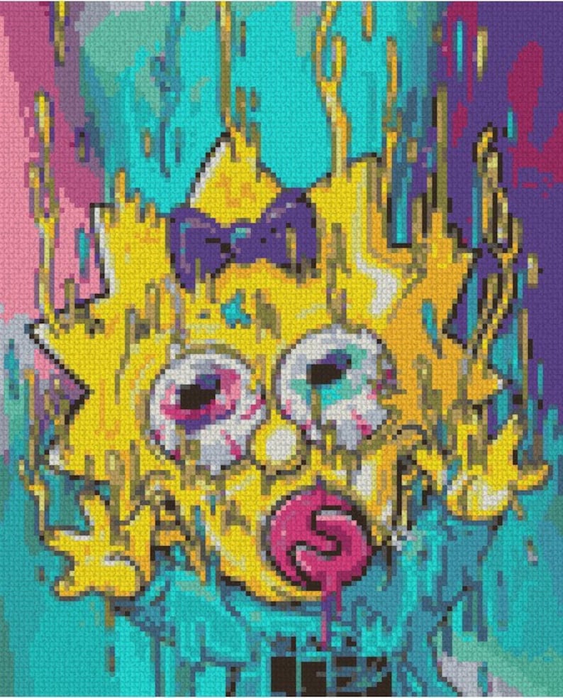 Cross Stitch PDF Pattern MELTING MEGGIE, the Simpson Pattern Only, 14 ...