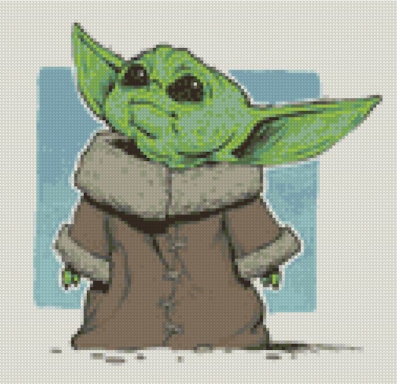 Cross Stitch PDF Pattern Baby Yoda looking to the - Etsy