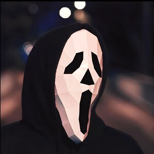 Scream Ghost Face 3D Papercraft Mask Template, DIY Halloween Mask, Low ...