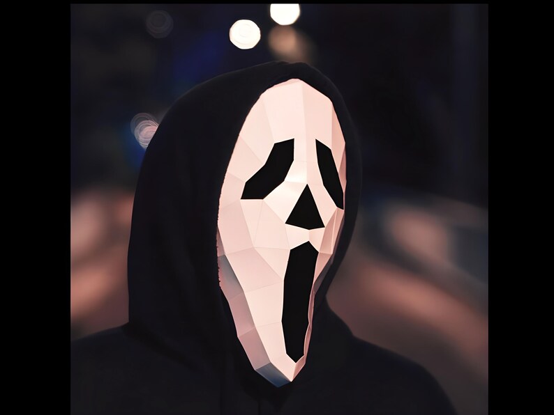 Scream Ghost Face 3D Papercraft Mask Template, DIY Halloween Mask, Low ...