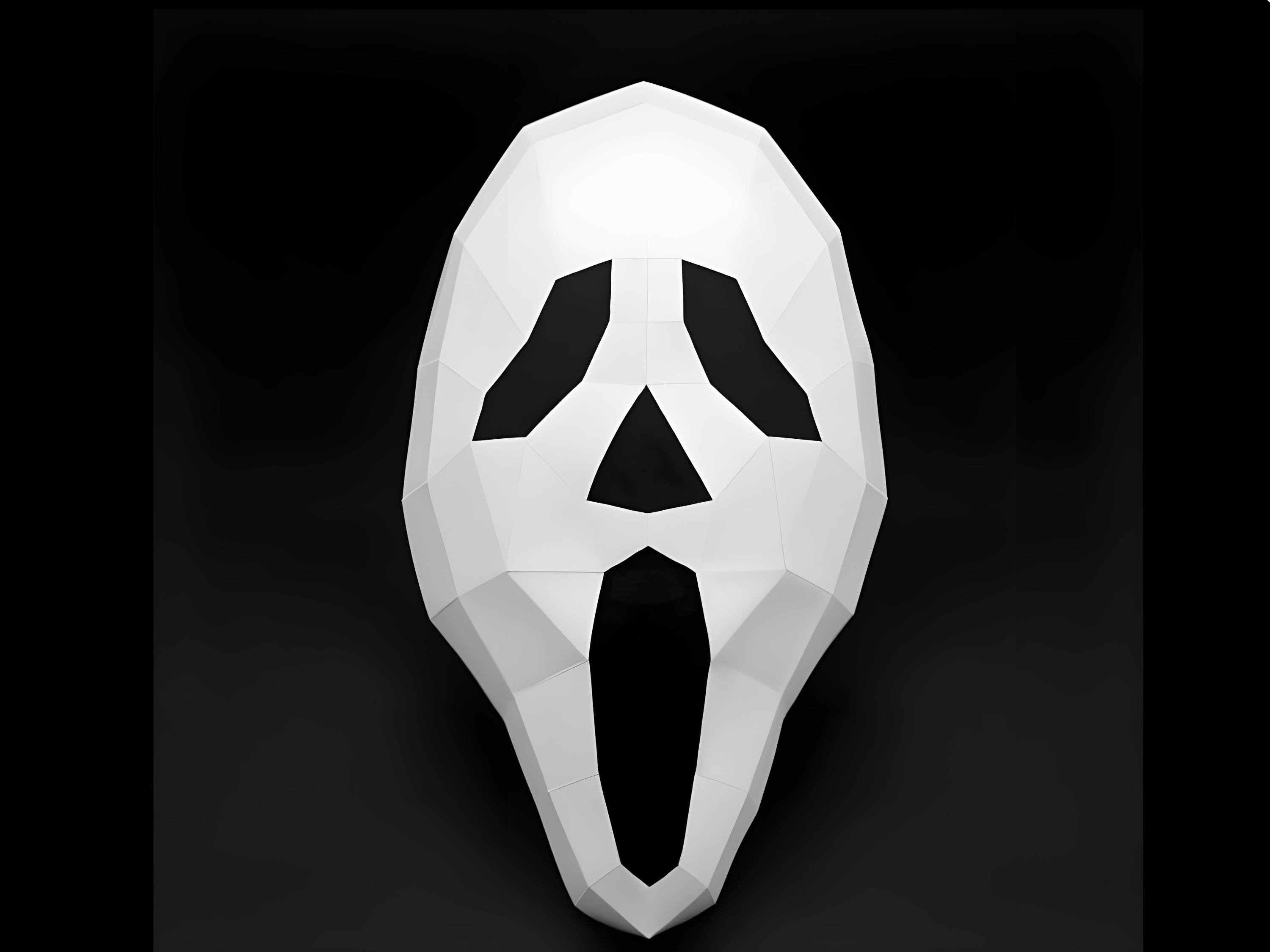 Scream Ghost Face 3D Papercraft Mask Template, DIY Halloween Mask, Low ...