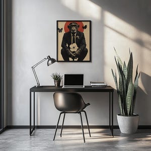 Monkey Chimp in Suit Art Poster Prints, Digital Art Prints, Animal Art ...