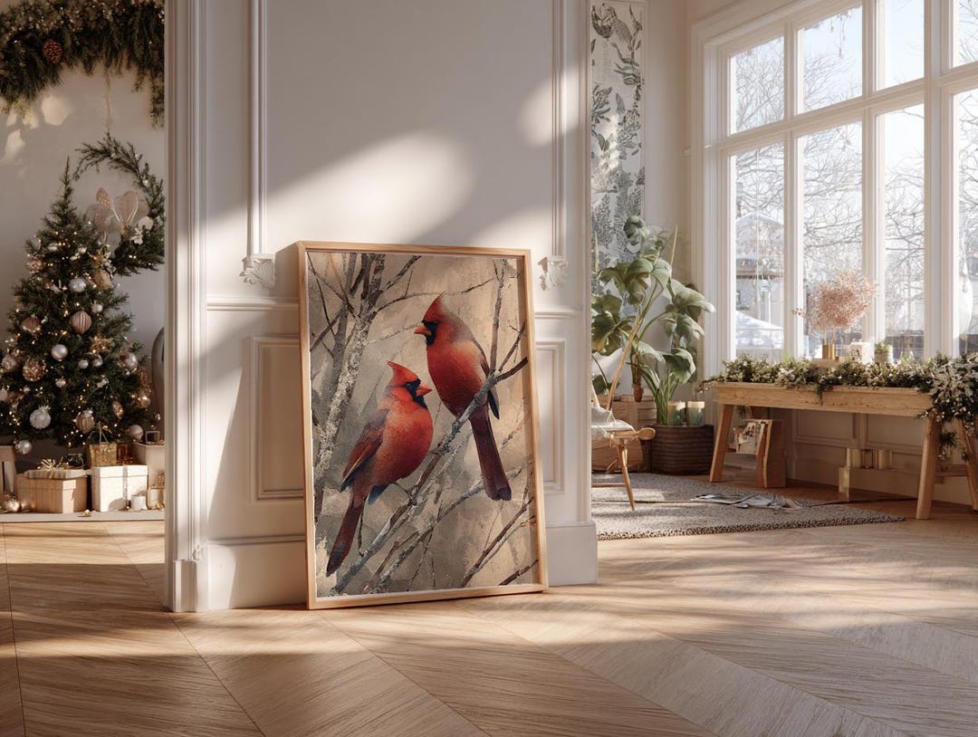 Cardinal Art Matte Vertical Poster, Red Bird Wildlife Nature Print ...