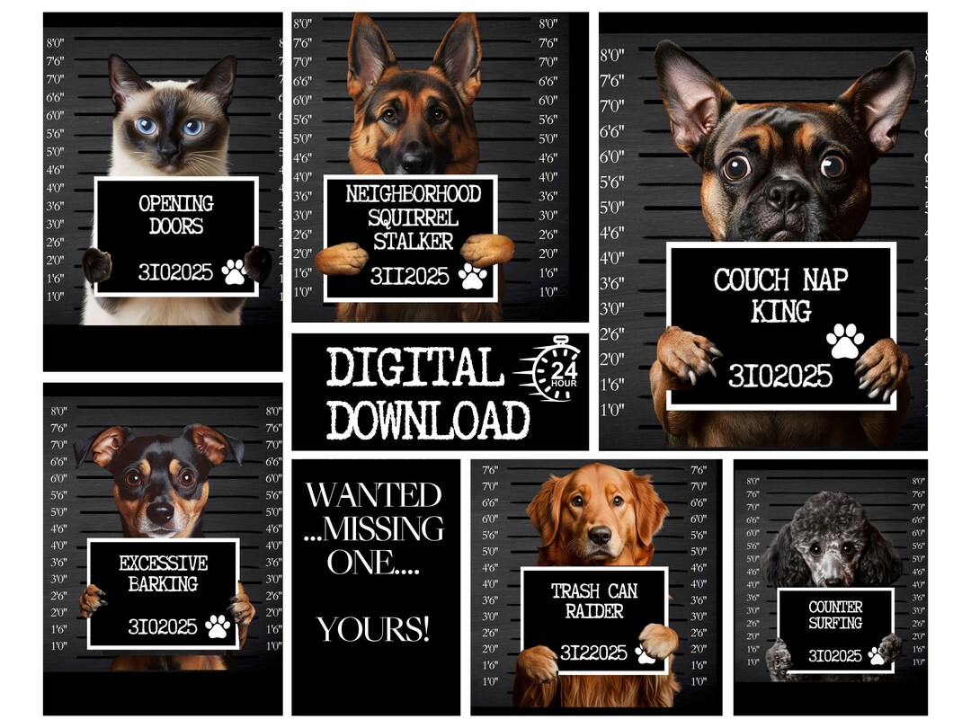 Custom Pet Mugshot Portrait: Funny Wanted Poster (digital Download) - Etsy