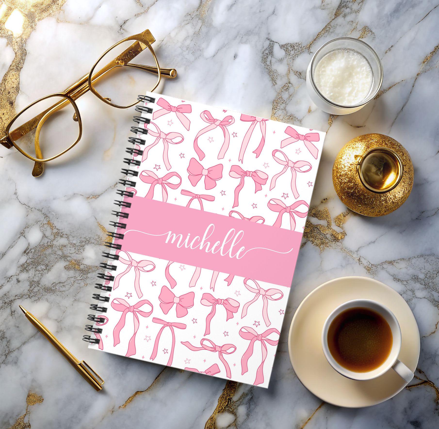 Personalized Pink Coquette Bow Journal and Notebook - Custom Spiral ...