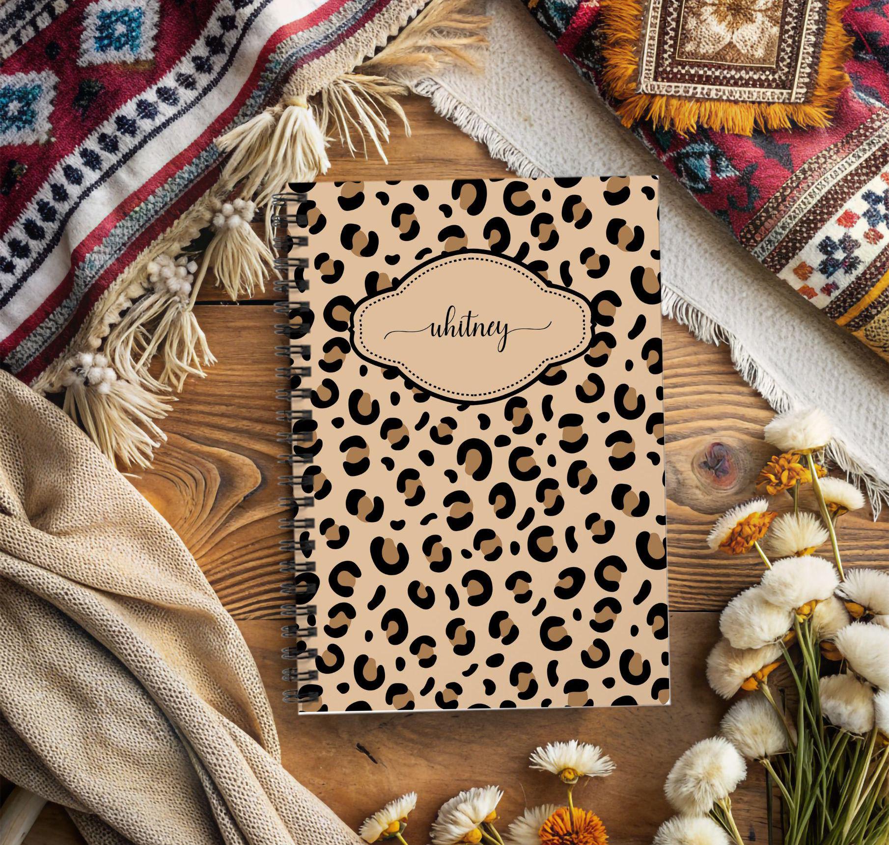 Custom Name Leopard Print Notebook - Personalized Leopard Writing ...