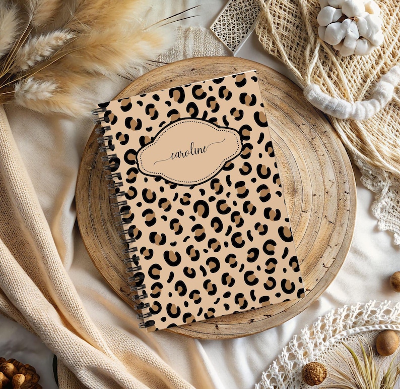 Custom Name Leopard Print Notebook - Personalized Leopard Writing ...