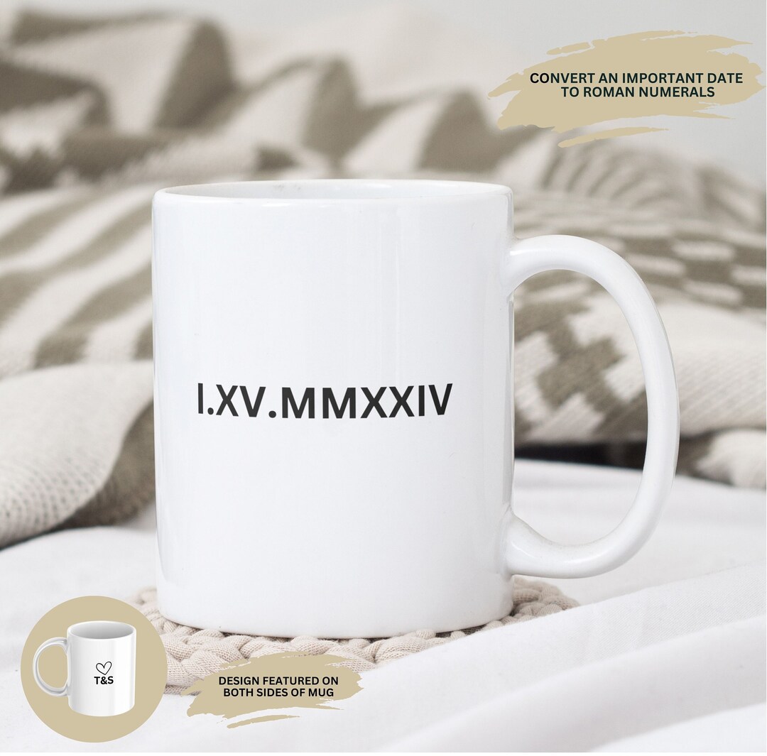 Personalized Roman Numerals Couples Anniversary Valentine's Day Coffee ...