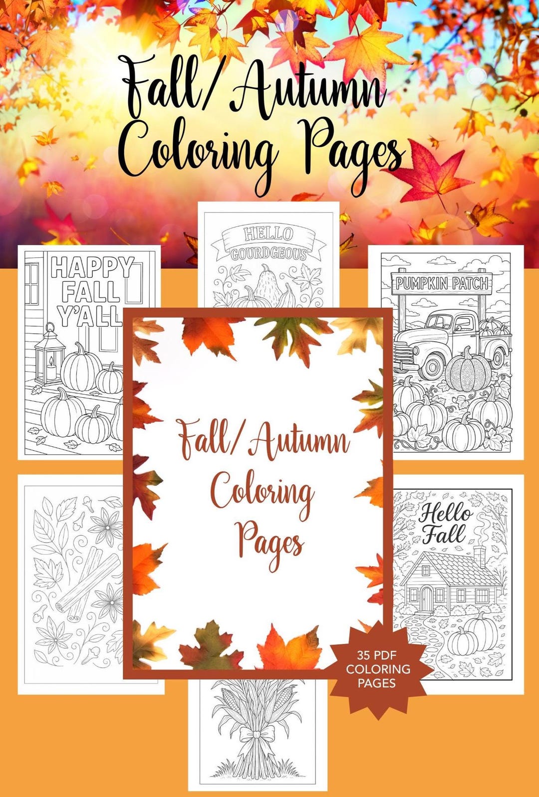 Fall Coloring Pages for Adults -autumn Printable Coloring PDF and PNG ...