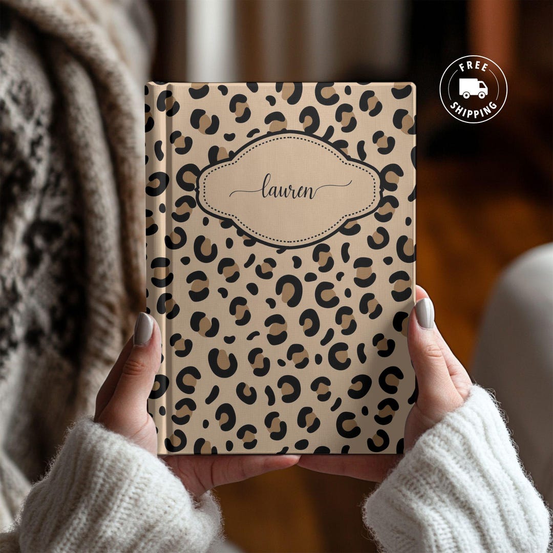Personalized Leopard Print Journal-custom Name Aesthetic Notebook ...