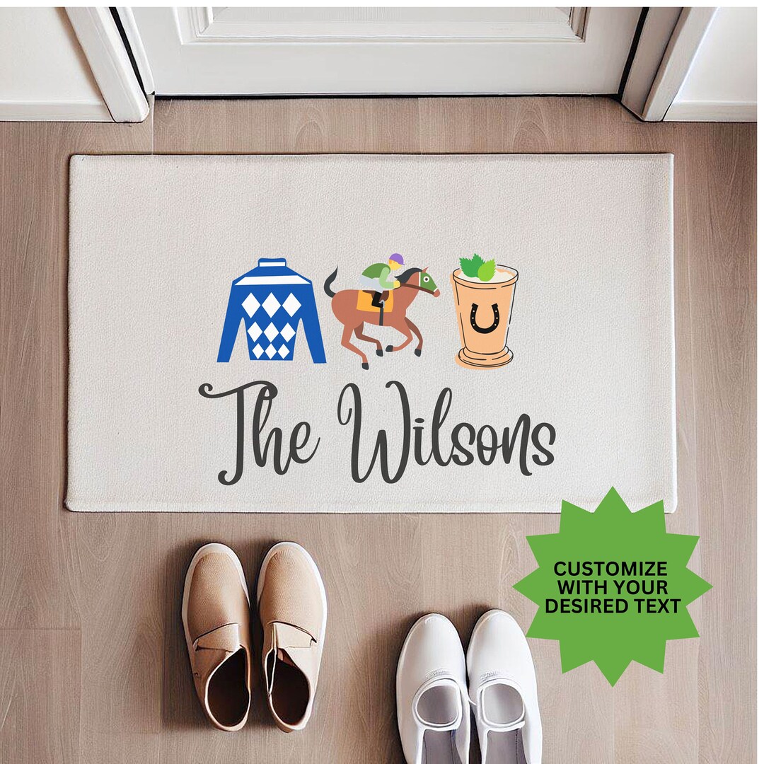 Custom Derby Kentucky Horse Racing Fan Indoor and Outdoor Rug, Jockey ...