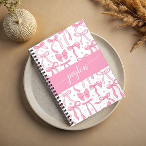 Personalized Pink Coquette Bow Journal and Notebook - Custom Spiral ...