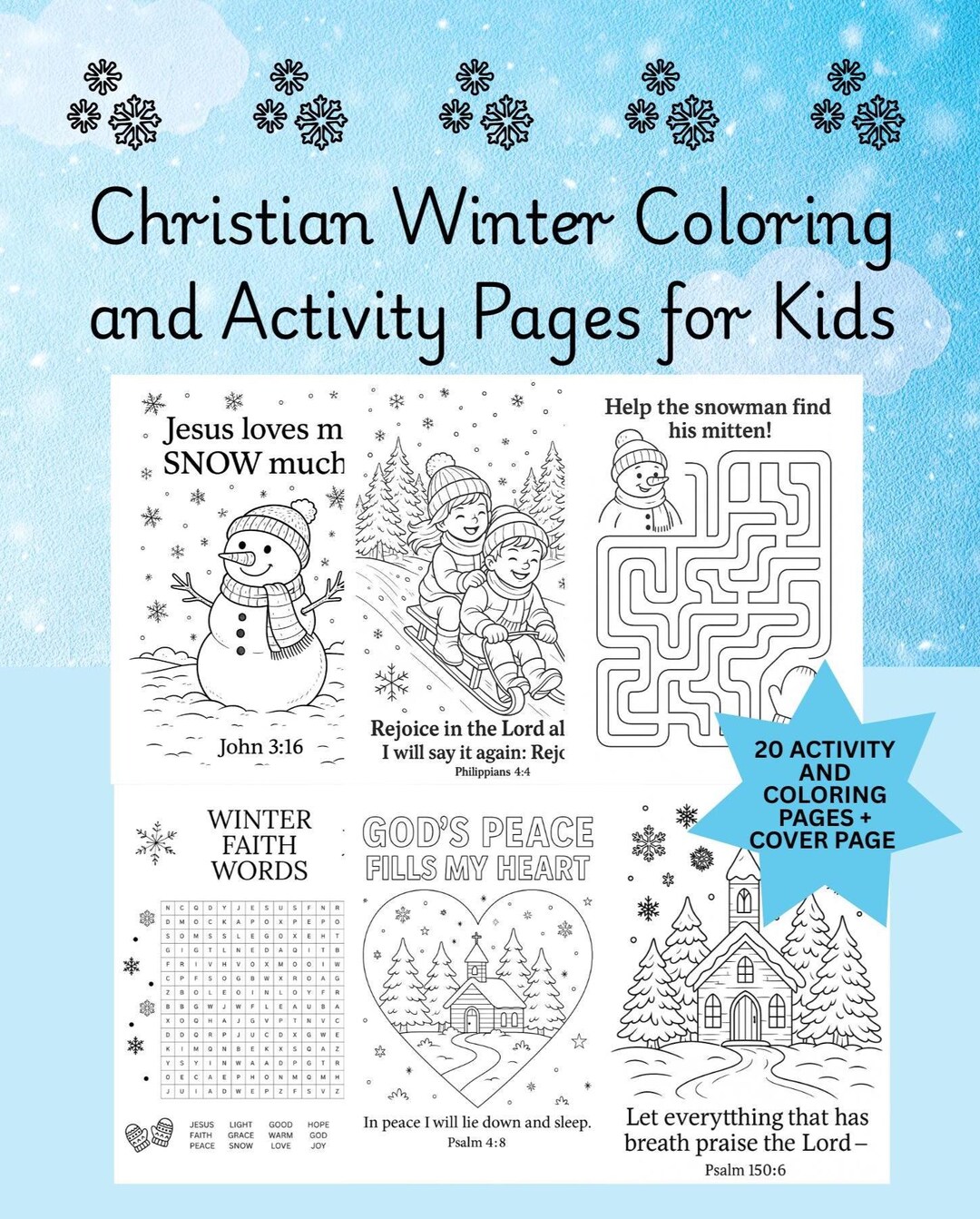Christian Winter Coloring Pages for Kids - Bible Verse Activity Sheets ...