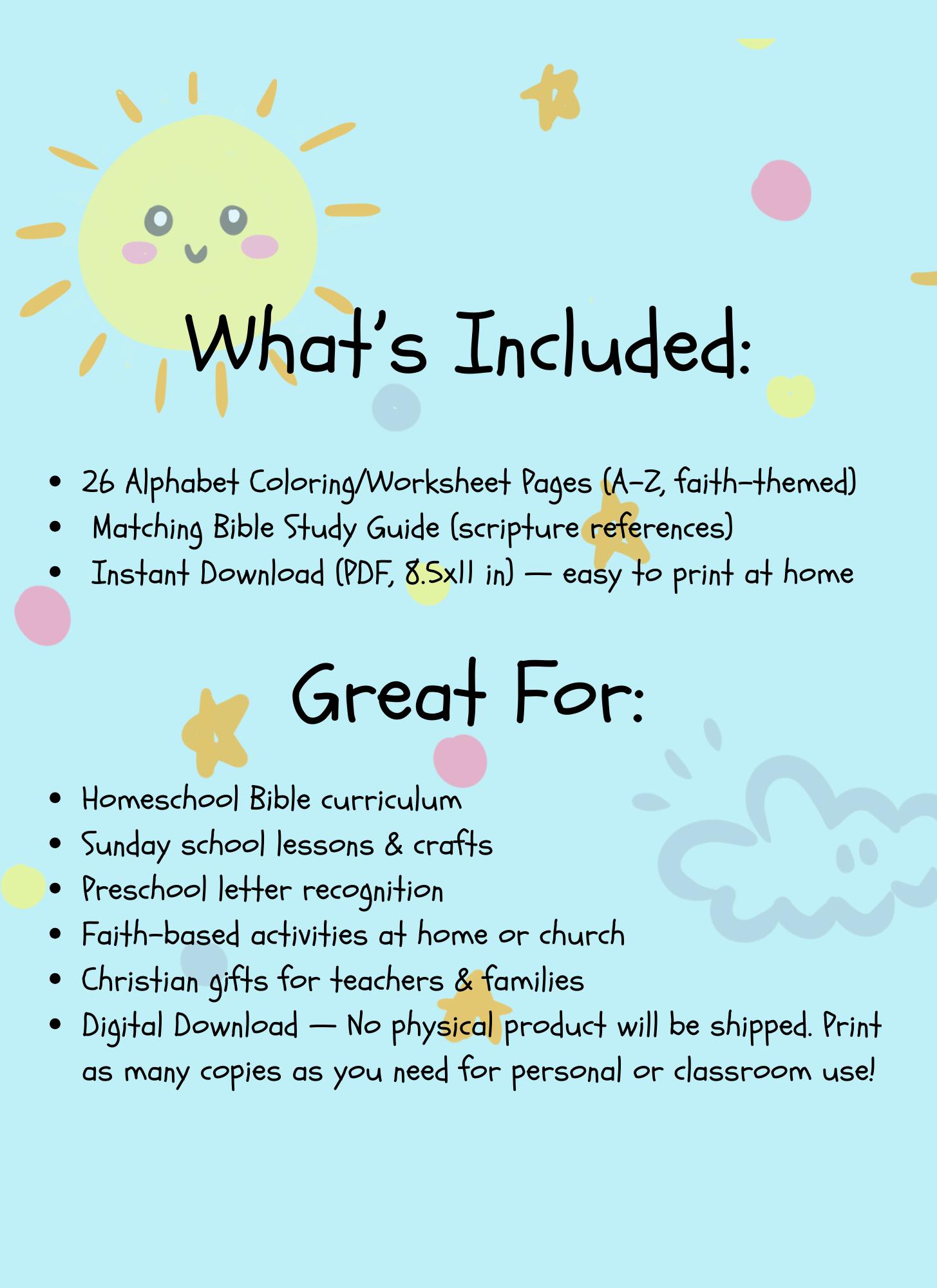 Christian Alphabet Dot Marker Coloring Pages A–Z - Bible ABC Worksheets ...