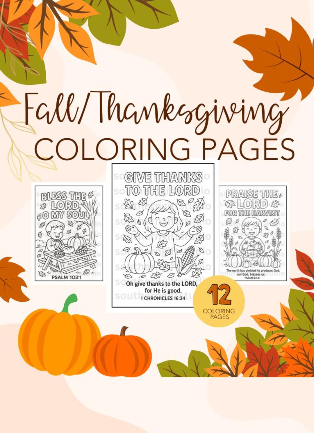 Fall Christian Coloring Pages for Kids – Thanksgiving Bible Verse ...